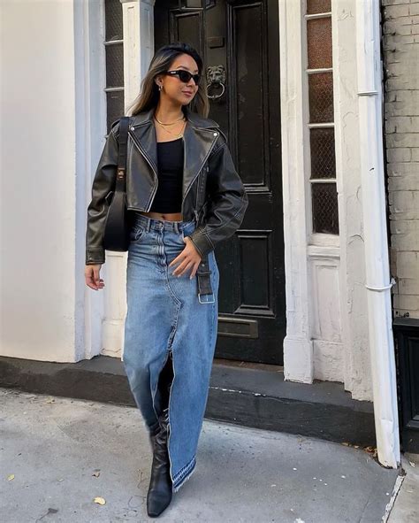Denim Long Skirt Outfit Denim Skirt Outfits Denim Outfit Denim Midi
