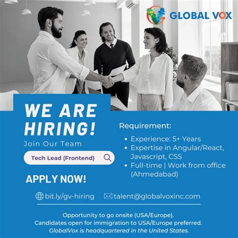 we are hiring tech lead frontend globalvox