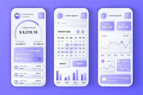 온라인 쇼핑 개념 뉴모픽 템플릿 스토어 웹사이트 인터페이스 Ui Ux Gui 화면 설정 프리미엄 벡터