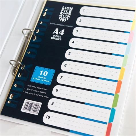 Vc Art 11 Holes Pp Plastic Index Divider For Binder Office Stationery