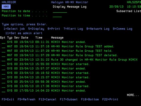 Display Message Log
