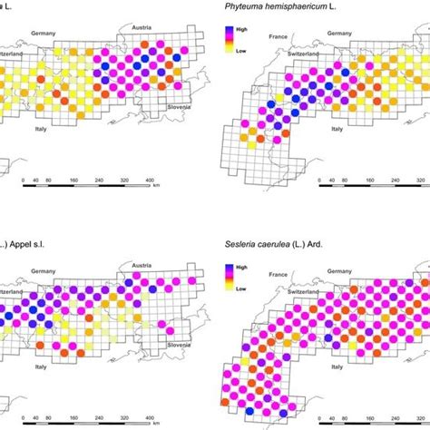 Examples Of Maps Obtained For Four Species Showing The Main Types Of Download Scientific