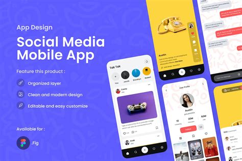 社交媒体移动应用APP UI KIT FIG 云瑞设计