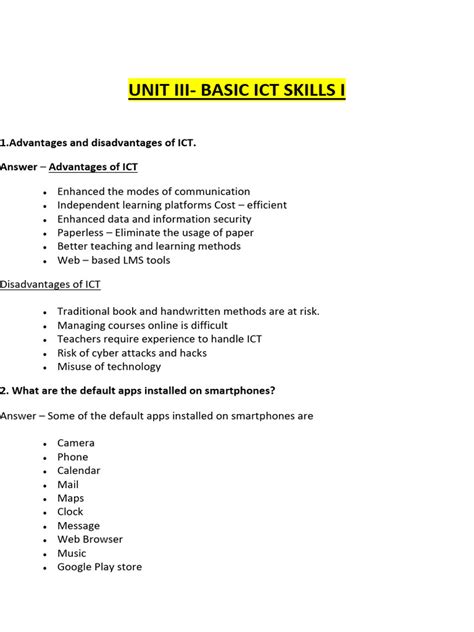 Basic Ict Skills Class 9 Questions And Answers Pdf Computer Data Storage Byte