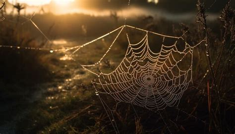 Premium Ai Image Spider Web Catches Dew Spooky And Stunning Generated