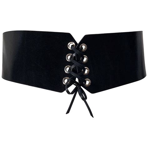Michael Kors Collection Black And Gunmetal Chain Link Wide Leather Belt
