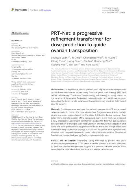 pdf prt net a progressive refinement transformer for dose prediction