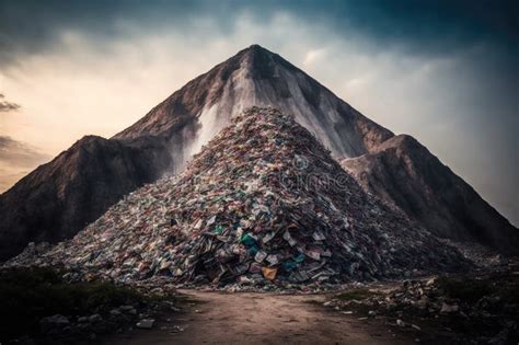 Large Huge Mountain Of Plastic Garbage On Ground Overflowing Garbage