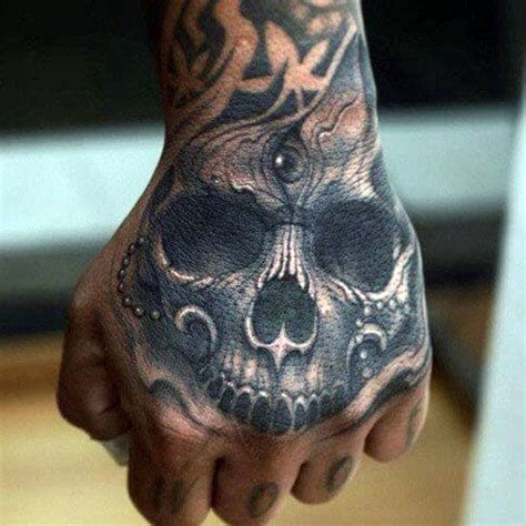 Skeleton Face Hand Tattoos
