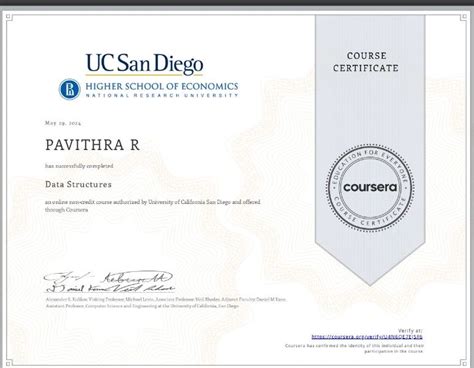 Completed Data Structures Course On Coursera Pavithra R Posted On The