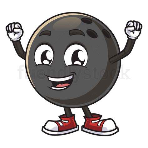 Cartoon Bowling Ball Mascot Cheering Vector Clip Art Image Friendlystock