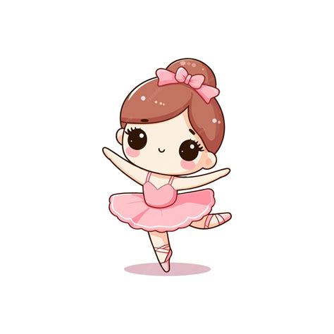 Vector Cute Ballerina Girl Dancing Ballet Cartoon Vector Icon