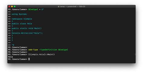 Ejecutar Código En C Desde Powershell En Macos Utilizando La Directiva