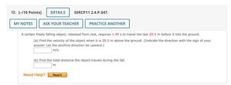 solved a certain freely falling object released from rest