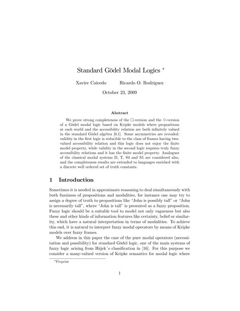 Pdf Standard Gödel Modal Logics