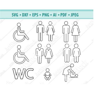 Restroom Svg Restroom Sign Svg Door Sticker Svg Restrooms Inspire