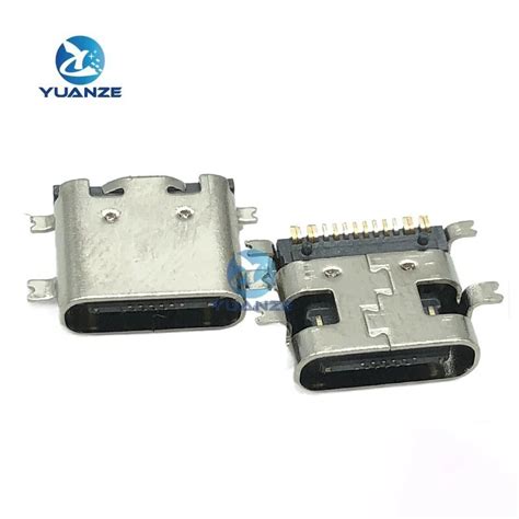 유10pcs USB3 1 Type C 16P Female SMT Full SMD Four foot stickers Positive and negative plug inter