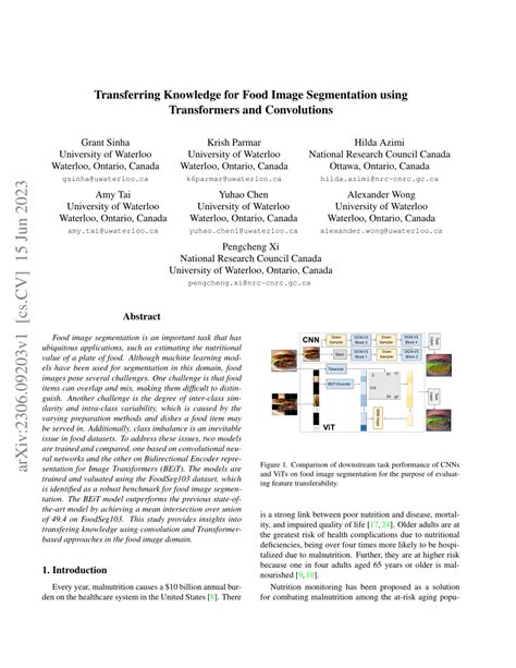 Pdf Transferring Knowledge For Food Image Segmentation Using Transformers And Convolutions