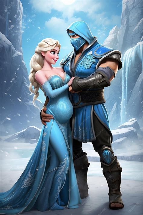 Sub Zero From Mortal Combat And Pregnant Princess Elsa From Frozen