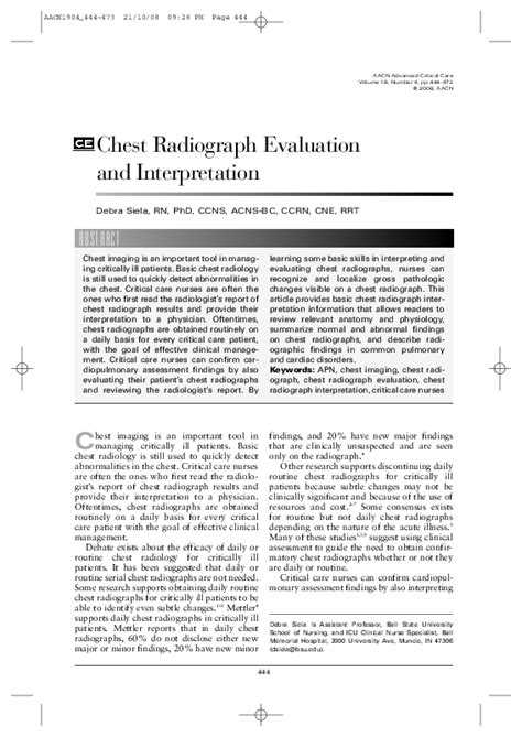 Pdf Chest Radiograph Evaluation And Interpretation