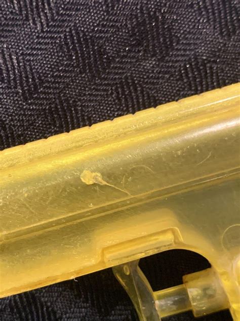 Vintage Midget Knickerbocker Plastic Squirt Gun Yellow Pistol Worn But
