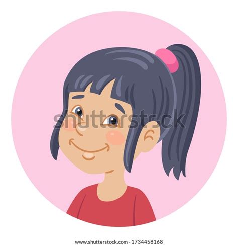 Portrait Cute Girl Black Hair Avatar Stock Vector Royalty Free