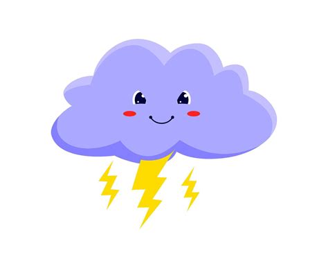 Cute Lightning Cloud Mascot Cartoon Character 46914362 Vector Art At