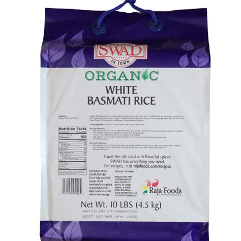 Swad Organic White Basmati Rice 10lbs Avionmart