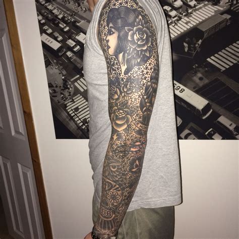 Traditional Tattoo Sleeve Black And Grey