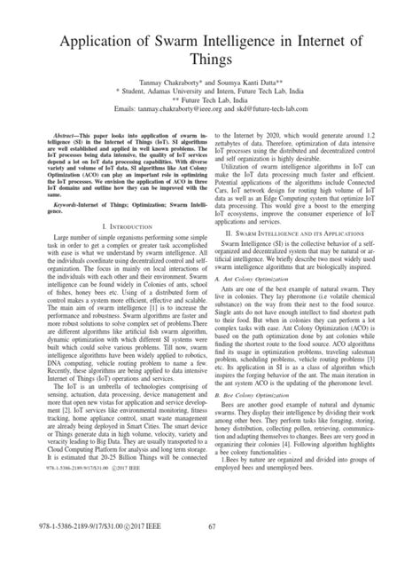 application of swarm intelligence in internet of things pdf internet of things computer