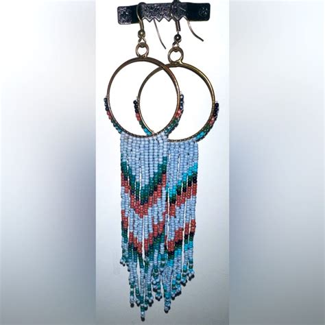 Jewelry Beaded Fringe Hoop Earrings Poshmark