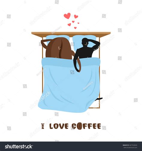 Coffee Lovers Beans Man Inamorato Bed Stock Vector Royalty Free