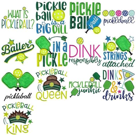 Pickleball Sayings 13 Machine Embroidery Designs Multiple Sizes