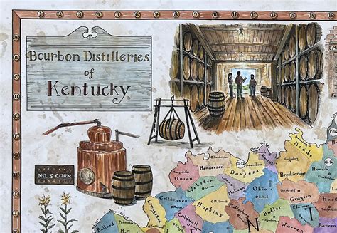 Kentucky Bourbon Map Bourbon Trail Map Distilleries Map Kentucky Map Map Of Bourbon Etsy