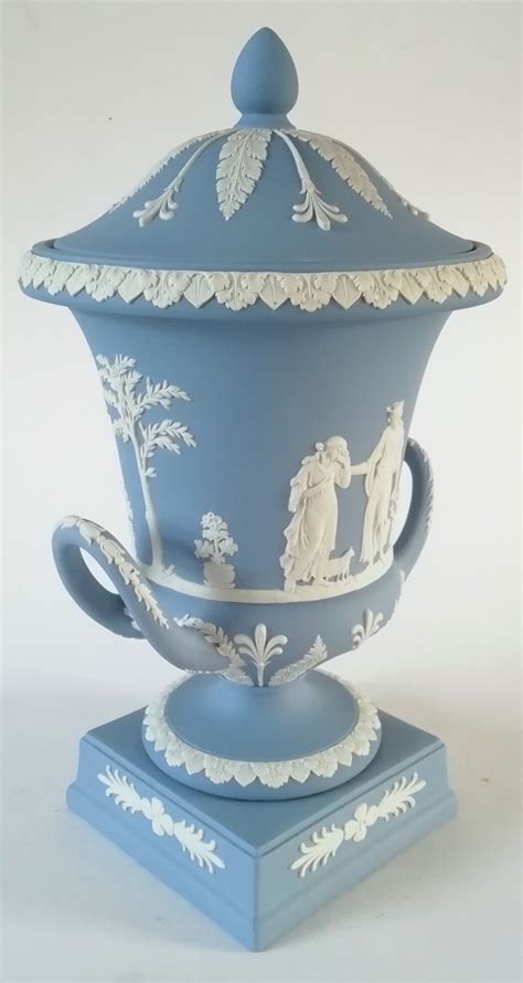 Nivag Collectables Wedgwood Blue Jasperware Campagna Lidded Urn Vase