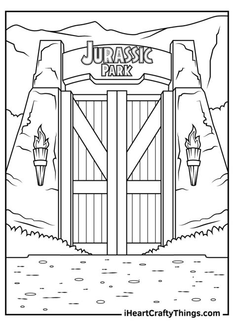 Jurassic Park Coloring Pages Jurassic Park Gate Jurassic Park