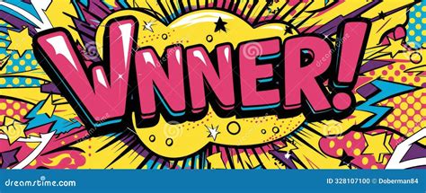 Energetic Pop Art Design With The Word Winner In Bold Letters Stock