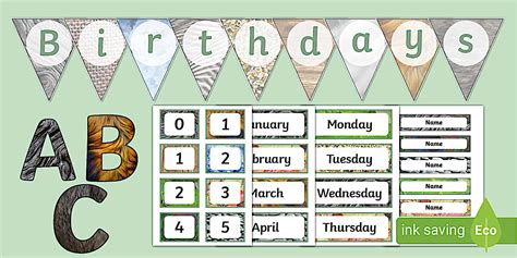 👉 Natural Our Class Birthdays Display Pack