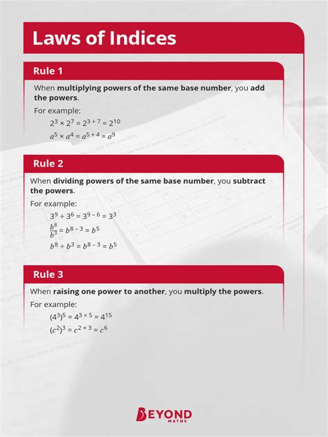 Laws Of Indices Poster Ver 1 Pdf Computers