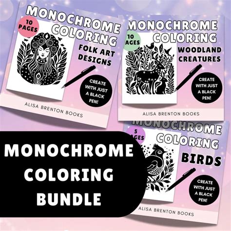 Monochrome Colouring Book Etsy