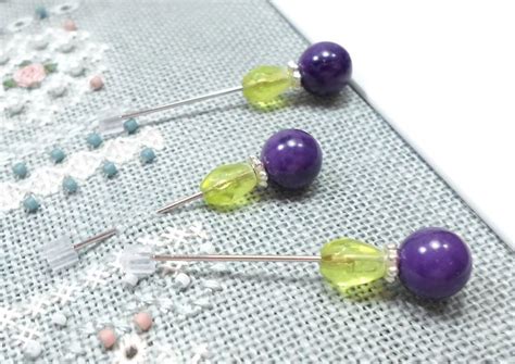 Colorful Handmade Beaded Counting Pins For Cross Stitch And Needlepoint