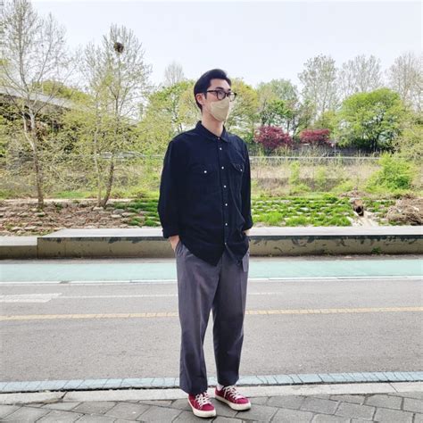 남자 청남방 블랙 데님셔츠 봄 가을 코디 데일리룩 네이버 블로그