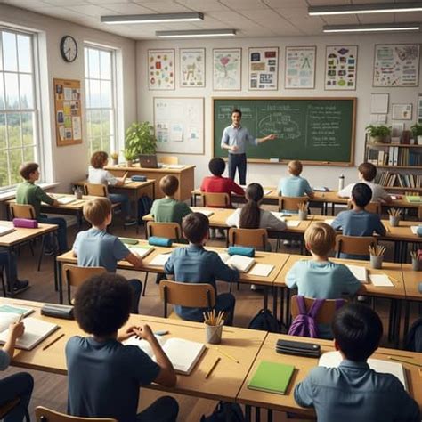 Colorful Classroom Setting With Diverse Students And Teacher Ai Art