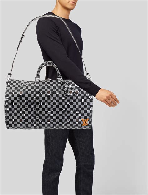 Louis Vuitton Damier Distorted Keepall Bandoulière 50 W Strap Black