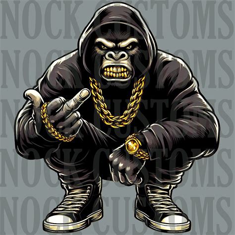 Gangsta Rilla Middle Finger Majesty T Shirt Design Urban Gorilla