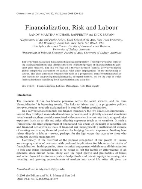 Martin Randy Rafferty Michael Bryan Dick Financialization Risk And