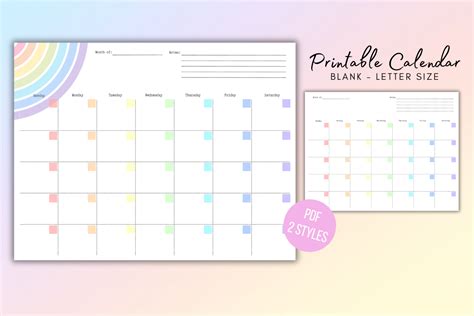 Rainbow Calendar Printable Pdf Afbeelding Door Digitaldoodles64 · Creative Fabrica
