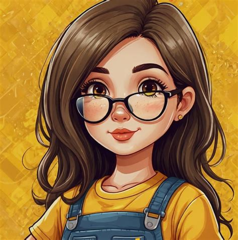Premium Photo Cute Girl Cartoon In Yellow Background