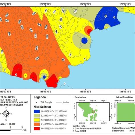 Salinity Distribution Map Of Coastal Area Of Kendari District