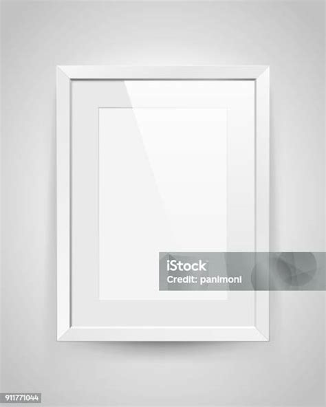 회색 배경 당신의 창조적인 프로젝트 실물 샘플 벡터 디자인 개체에 대 한 국경에 Passepartout와 현실적인 빈 직사각형 흰색 프레임 3차원 형태에 대한 스톡 벡터